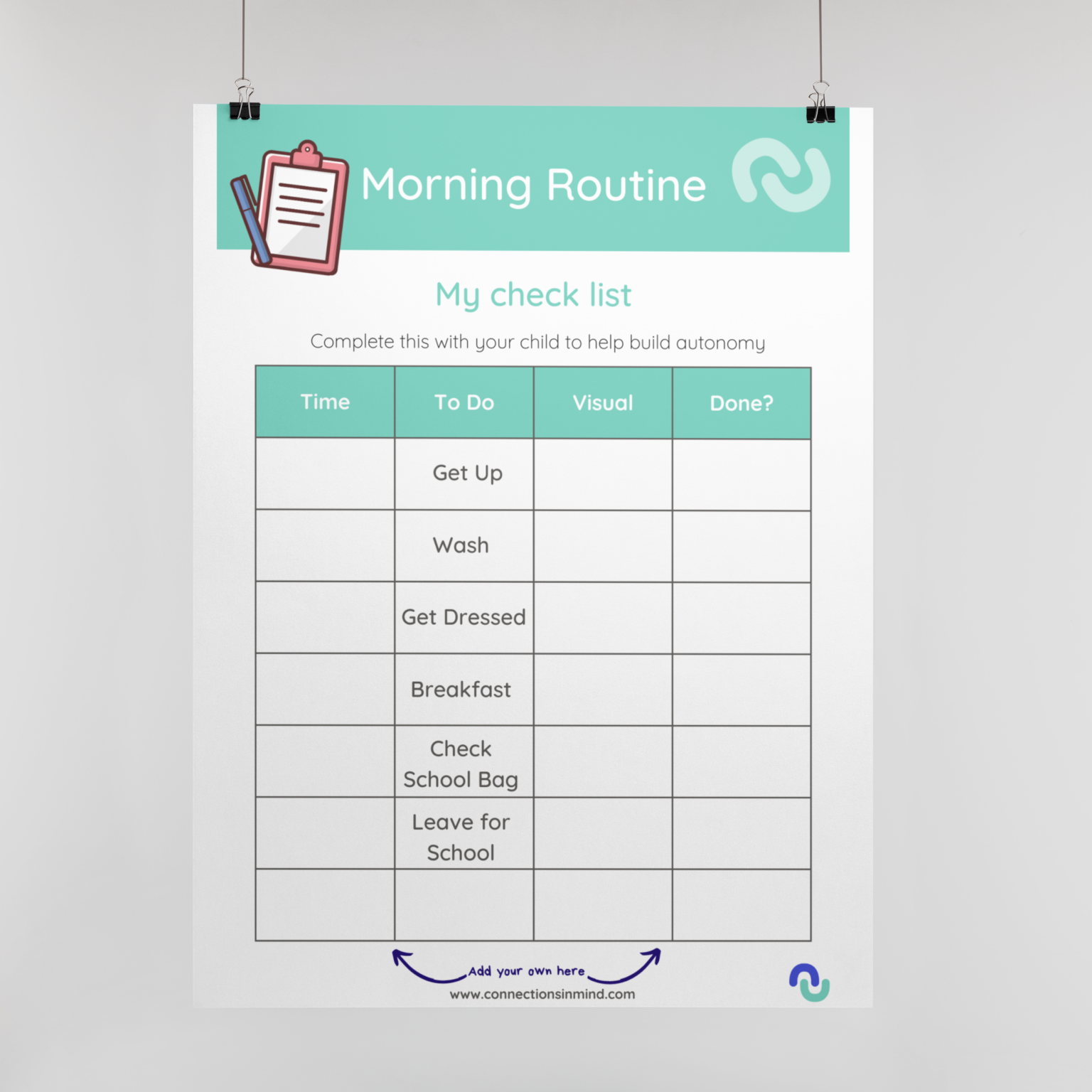 Morning Routine Checklist - Worksheet - Brain Hub